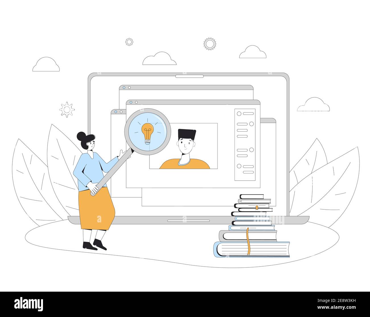 Tutor. Online personal education. Digital learning. Female teacher and ...