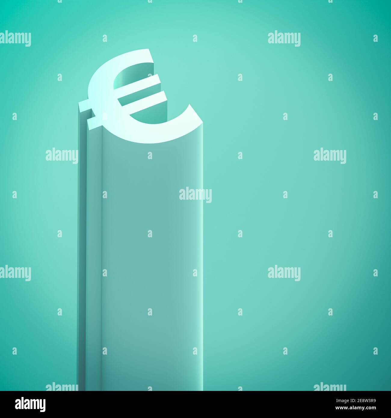 euro symbol extruded turquoise green colors. 3d render Stock Photo - Alamy