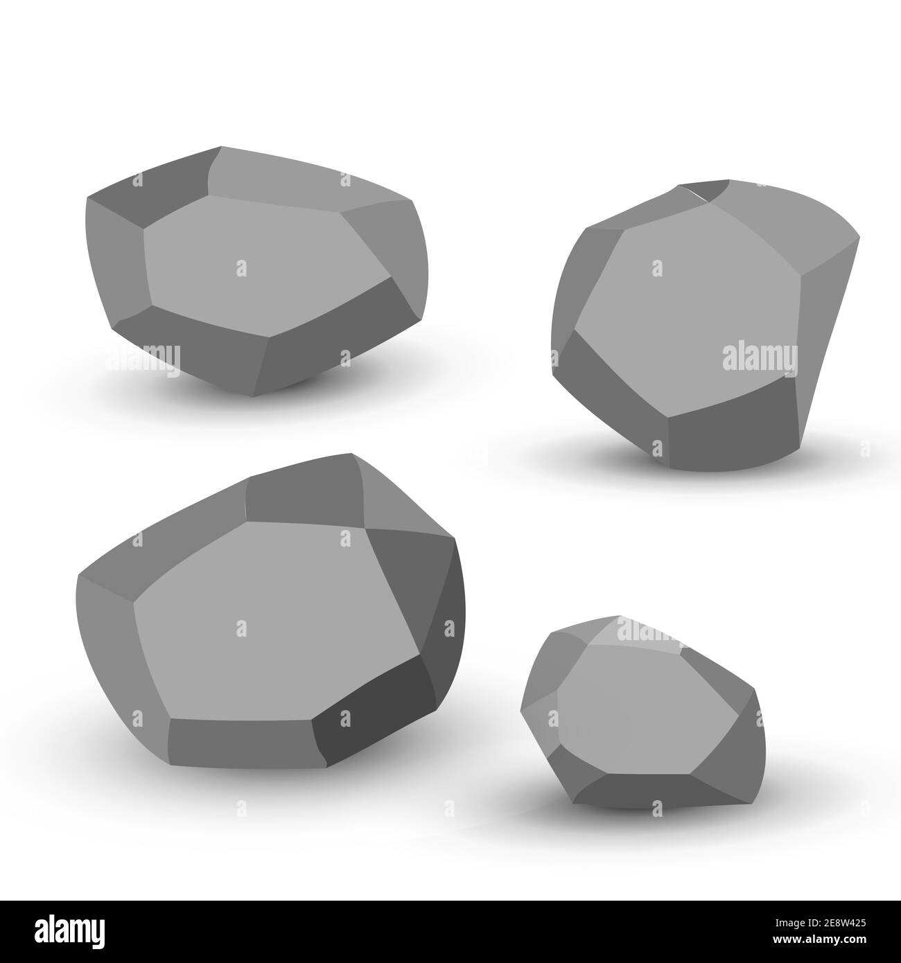Cartoon stones. Rock stone isometric set. Granite grey boulders ...