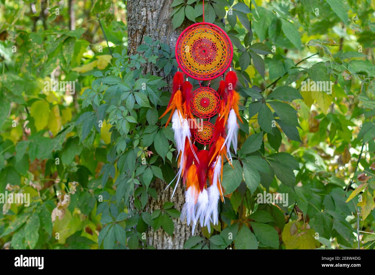 Dream catcher with feathers threads and beads rope hanging ...