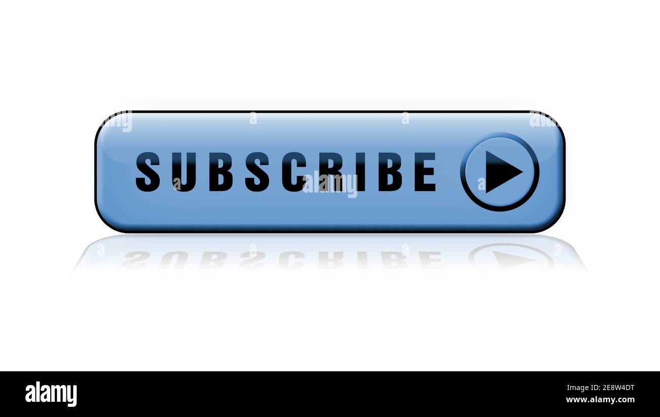 SUBSCRIBE lettering - blue button with reflections on the floor ...