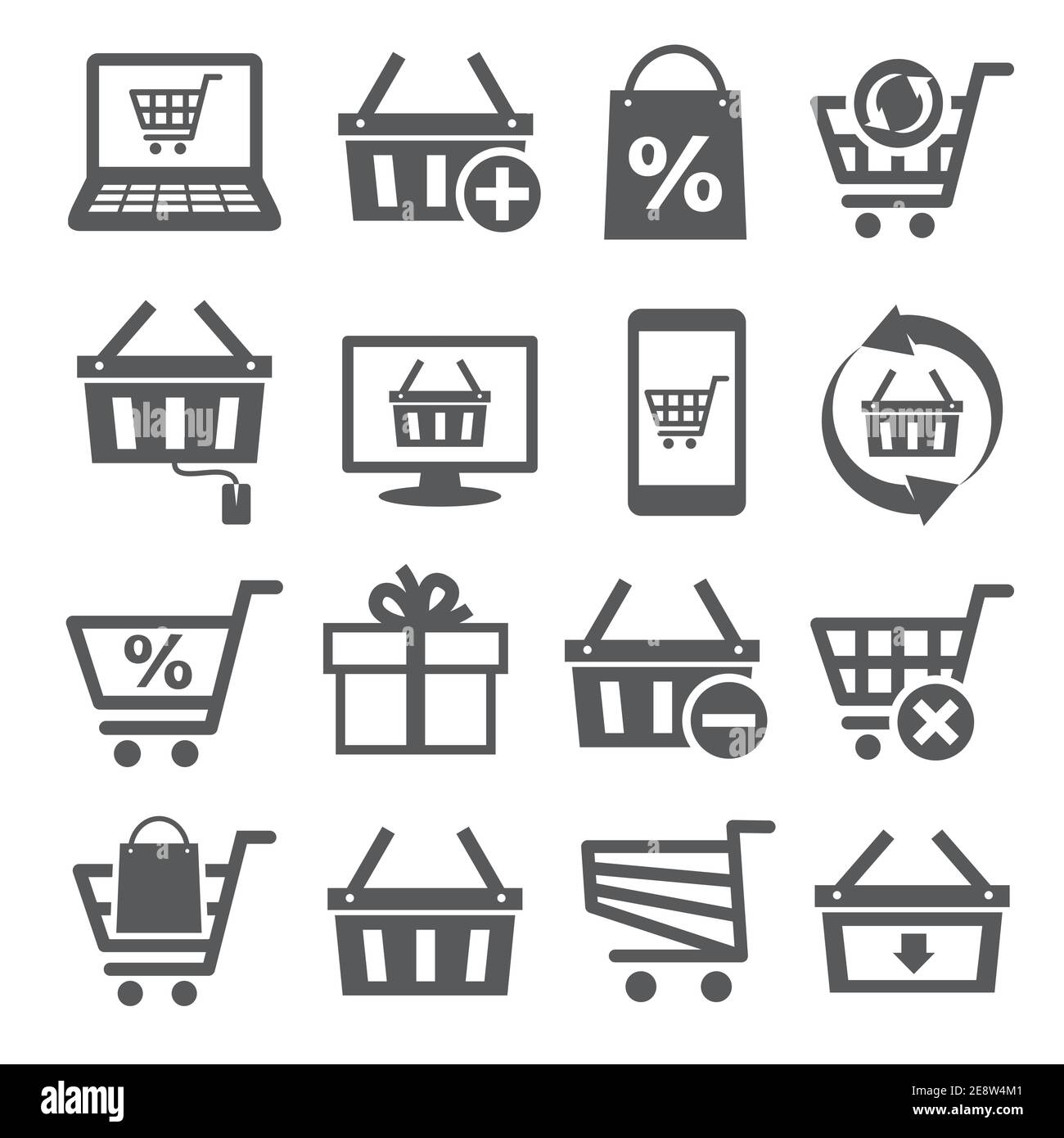 Online shopping icons on white background Stock Vector Image & Art - Alamy