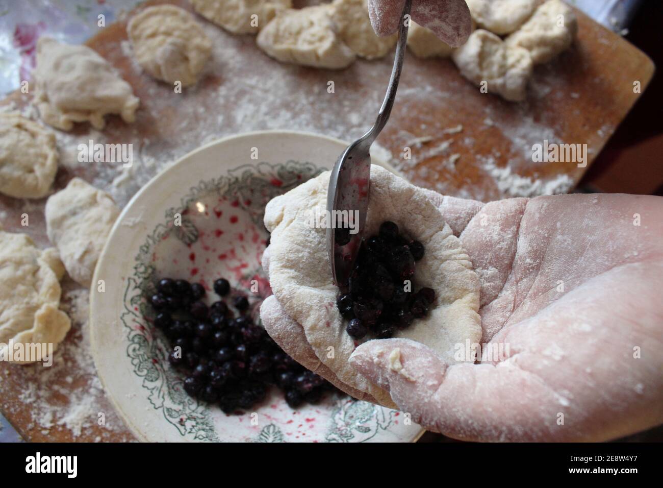 homemade dumplings are ugly with blueberry berries cooking at home food ...