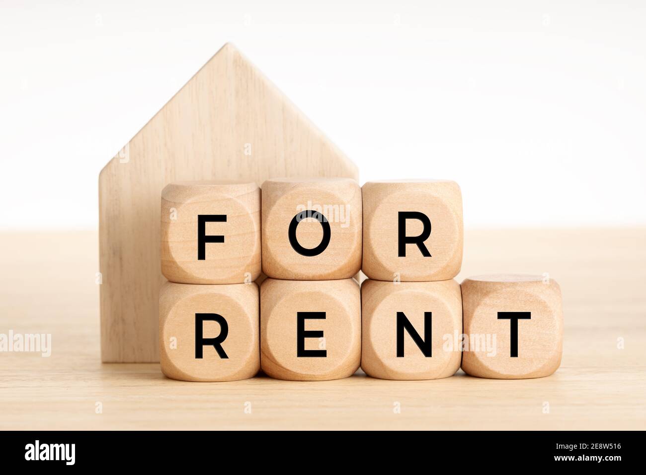 For Rent concept. Real estate market. Wooden blocks with text and house ...