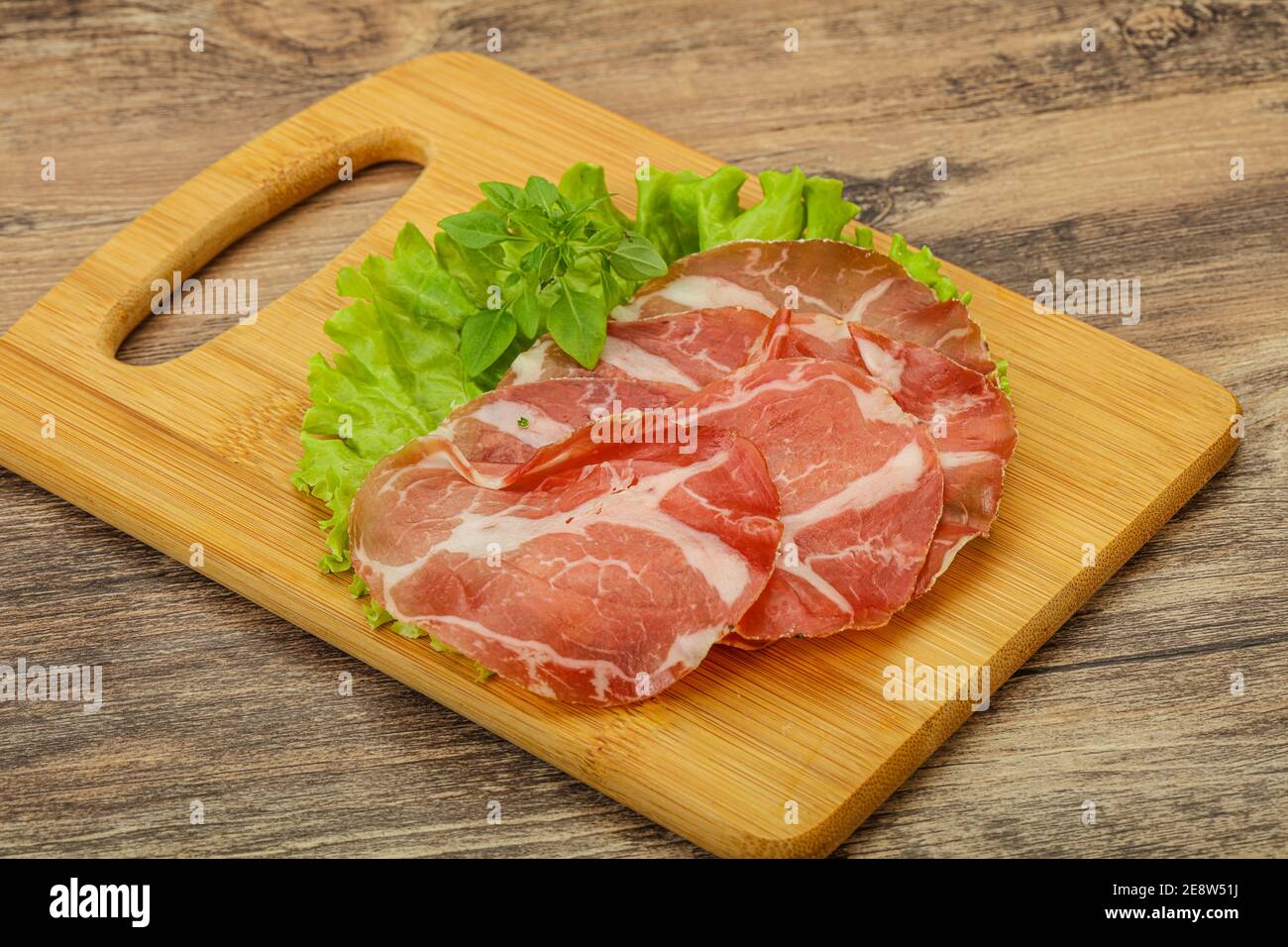 Delicous Smoked pork neck slices snack Stock Photo - Alamy