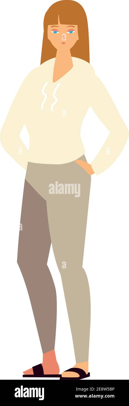 woman character female full length on white background vector ...