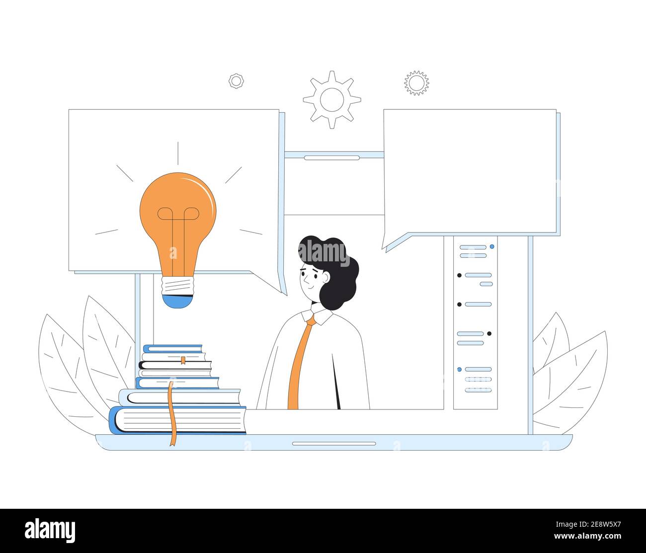 Online education. Digital learning. Teacher gives webinar or online ...