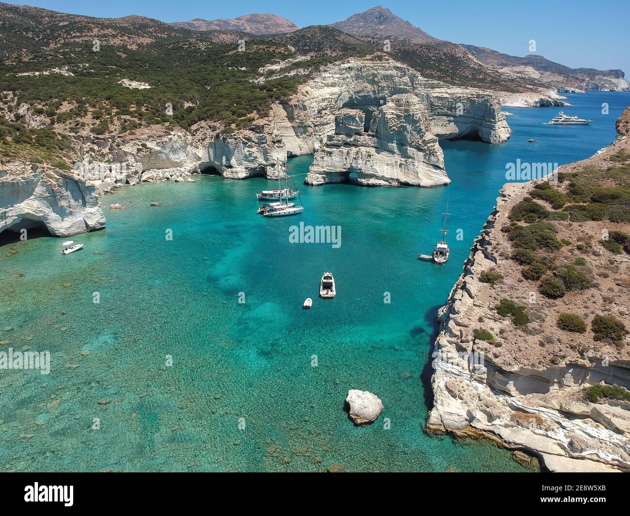Cove of Kleftiko is an old pirates hideout. Milos, Greece Stock Photo ...