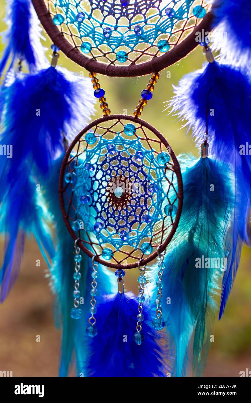 Dream catcher with feathers threads and beads rope hanging ...