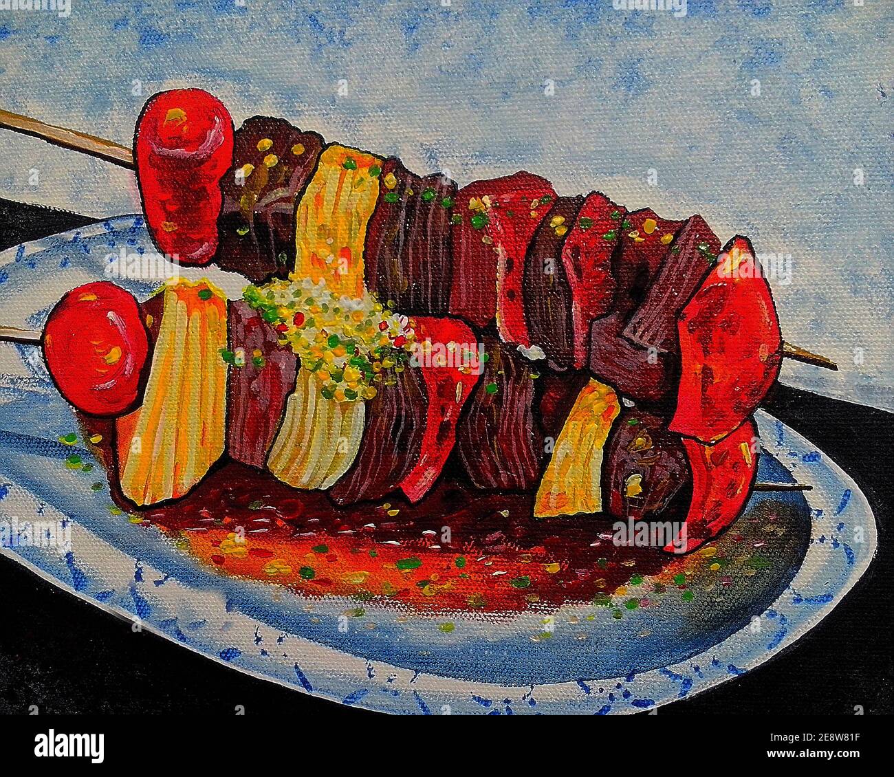 Food painting,Realistic ,oil painting, there are many countries Stock ...