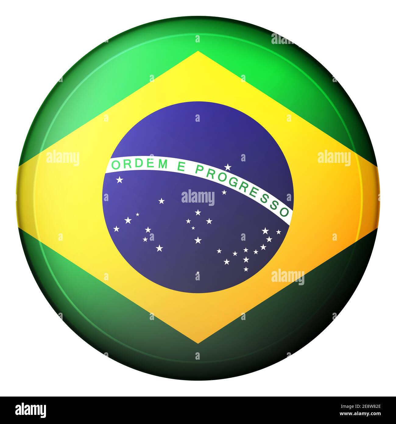 Glass light ball with flag of Brazil. Round sphere, template icon ...