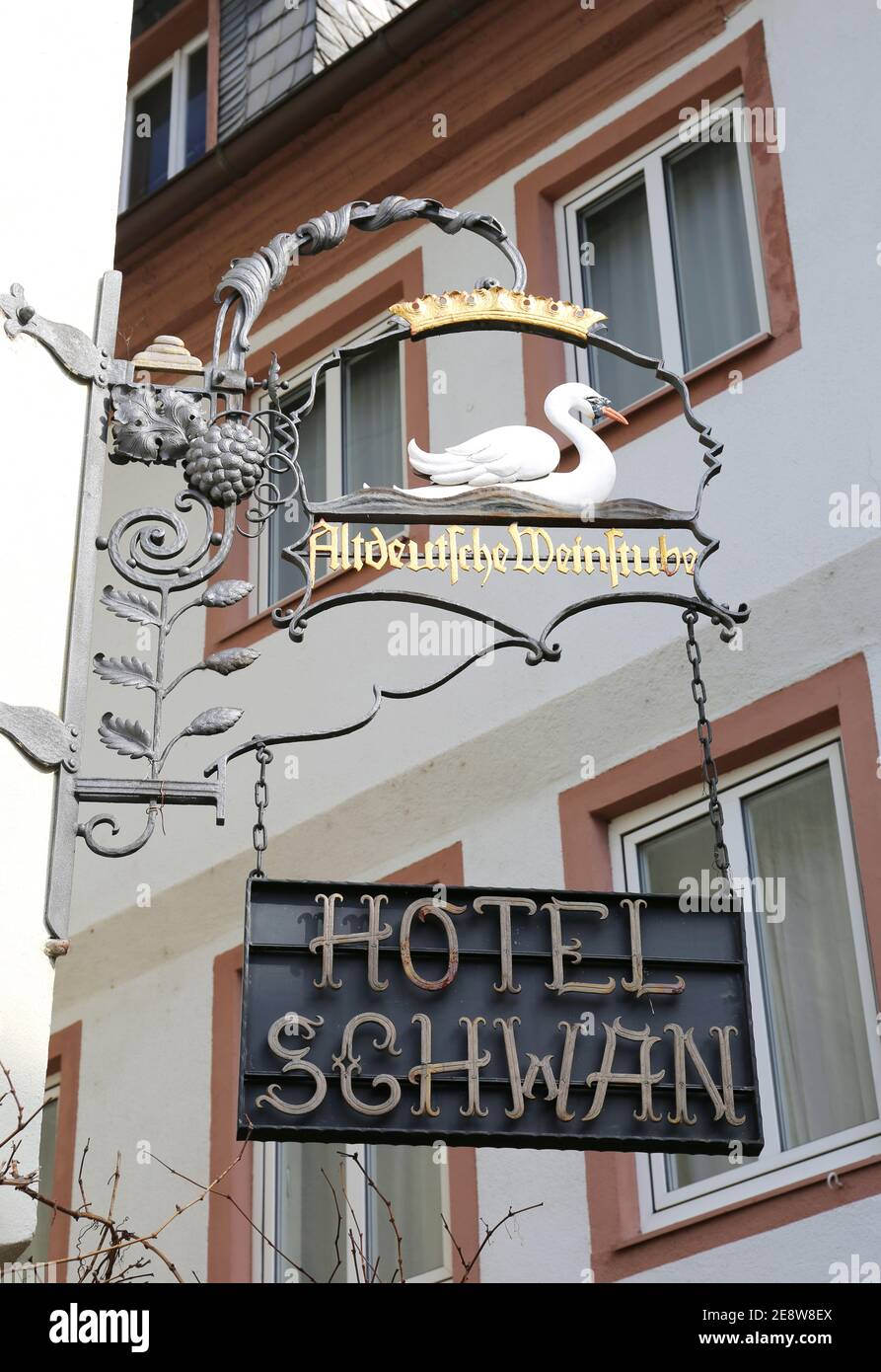 Vintage sign of Hotel Schwan in Mainz,Germany Stock Photo - Alamy