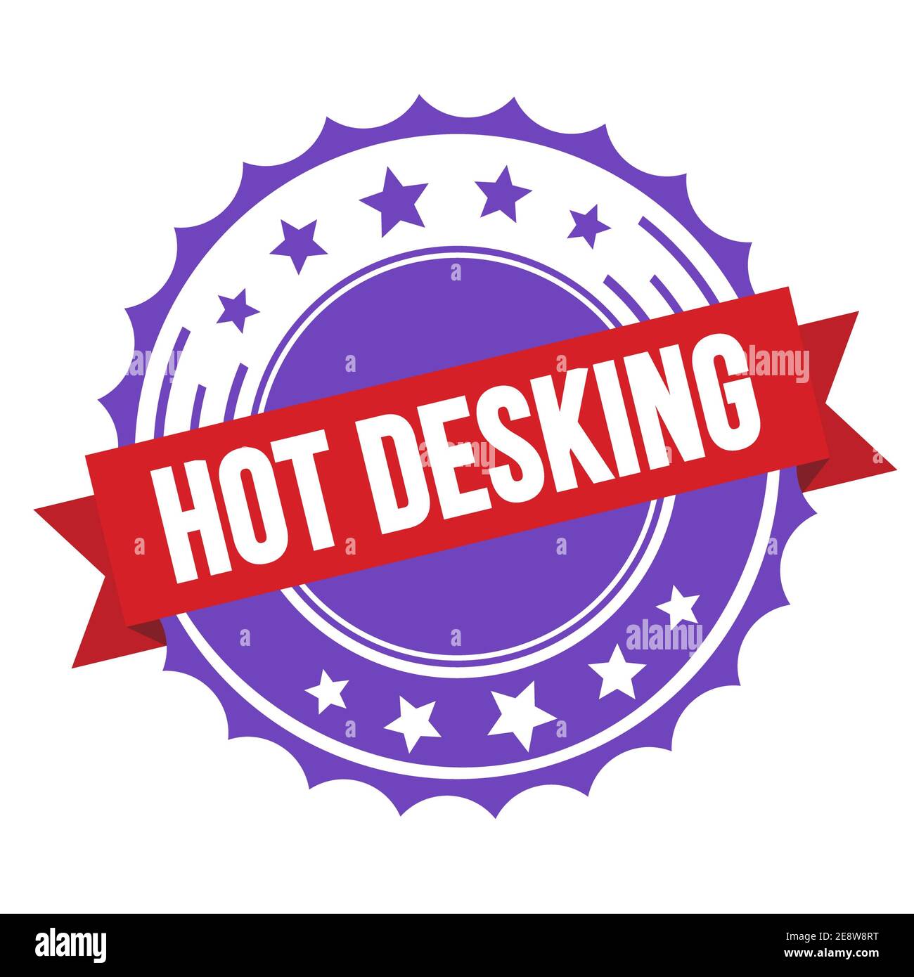 HOT DESKING text on red violet ribbon badge stamp Stock Photo - Alamy