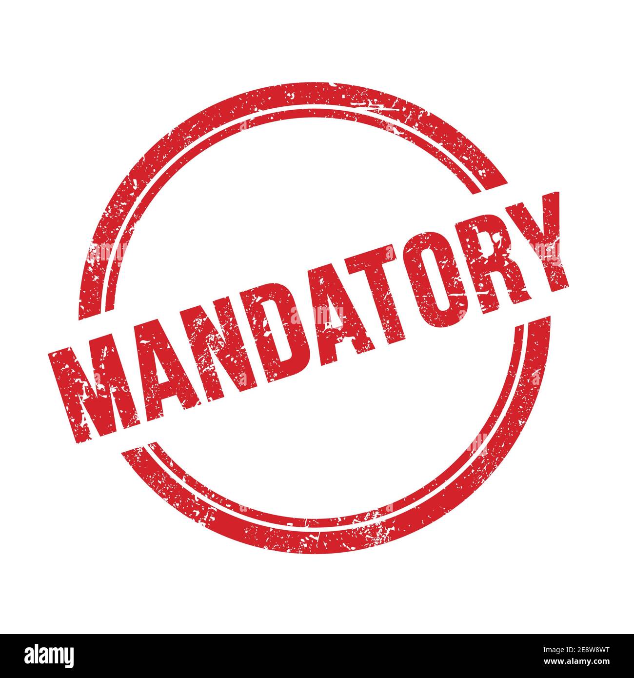 MANDATORY text written on red grungy vintage round stamp Stock Photo ...