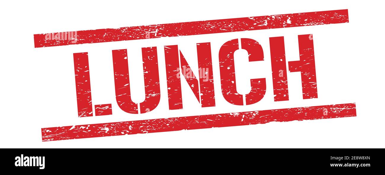 LUNCH text on red grungy rectangle stamp sign Stock Photo - Alamy
