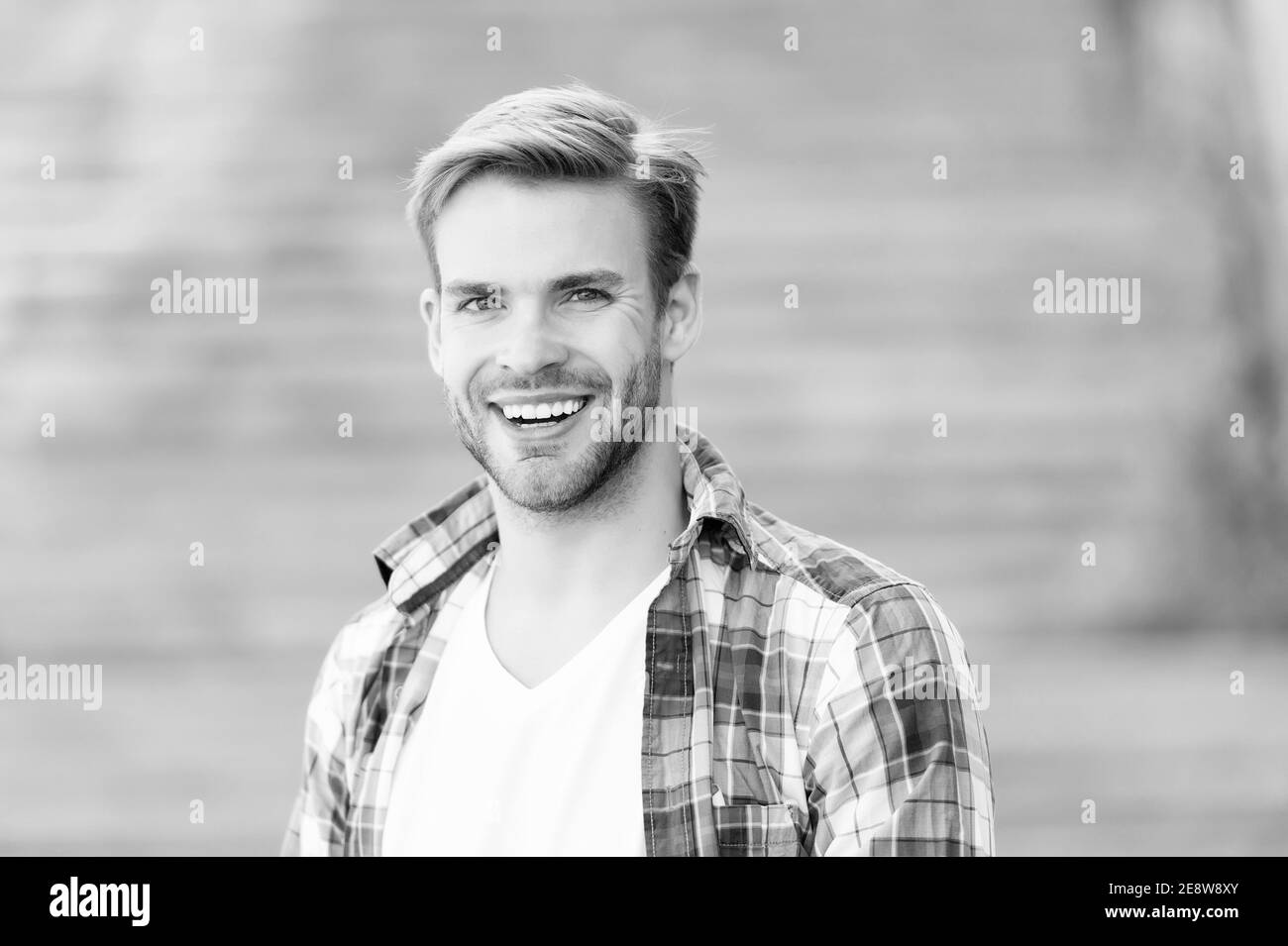 Portrait good looking man casual style, beautiful smile concept Stock ...