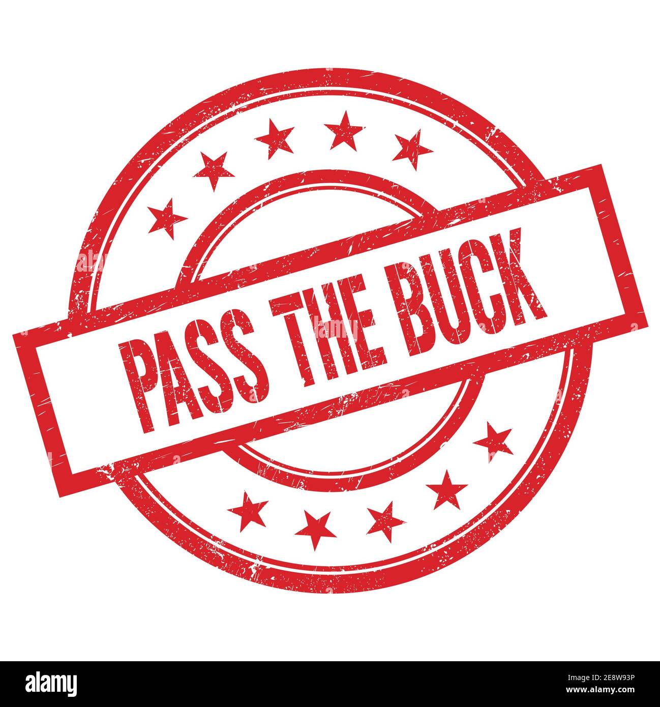 PASS THE BUCK text written on red round vintage rubber stamp Stock ...