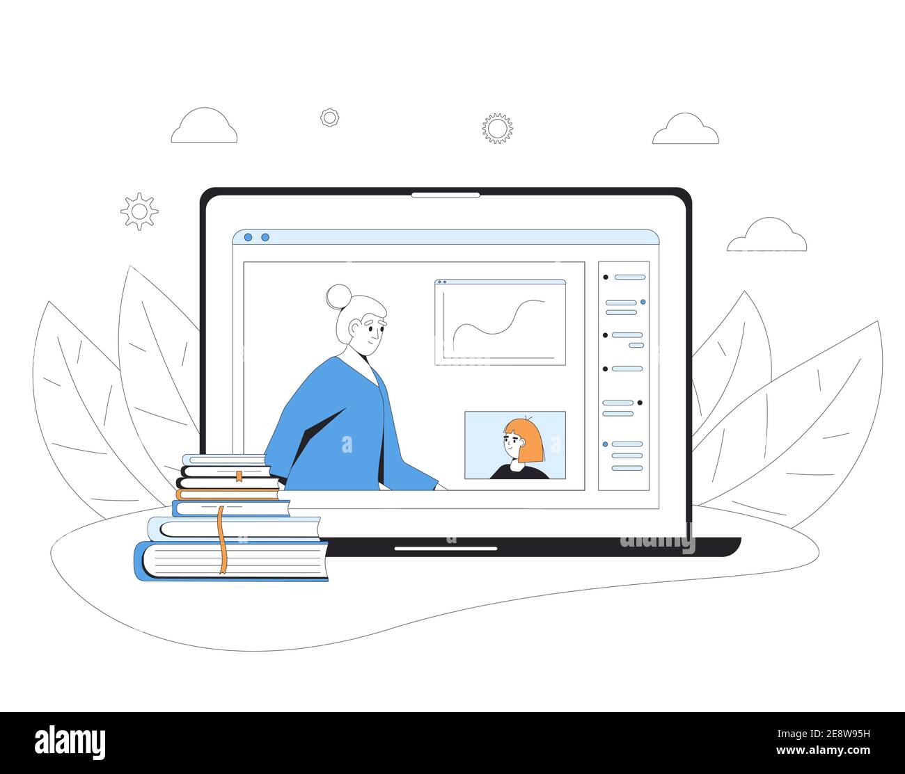 Online education. Digital learning on computer screen. Internet webinar ...