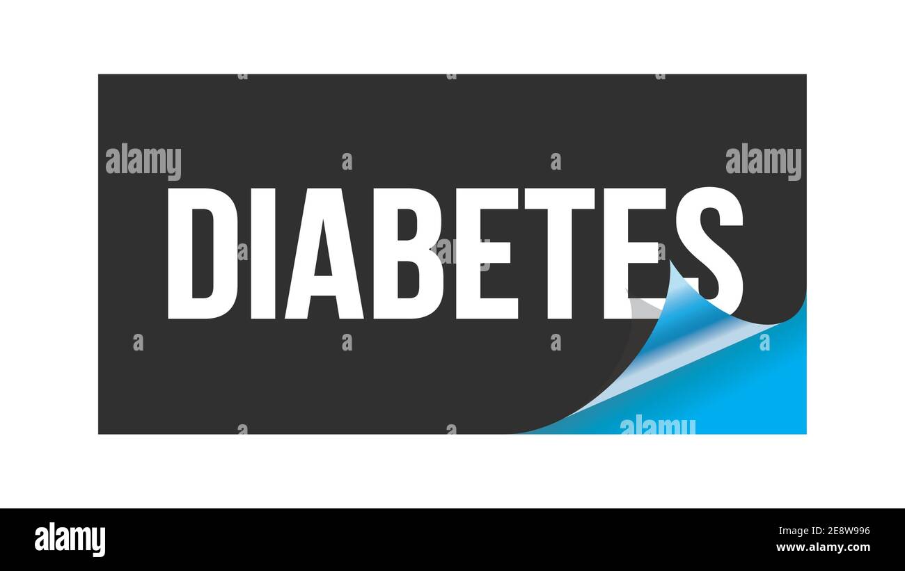 DIABETES text written on black blue sticker stamp Stock Photo - Alamy
