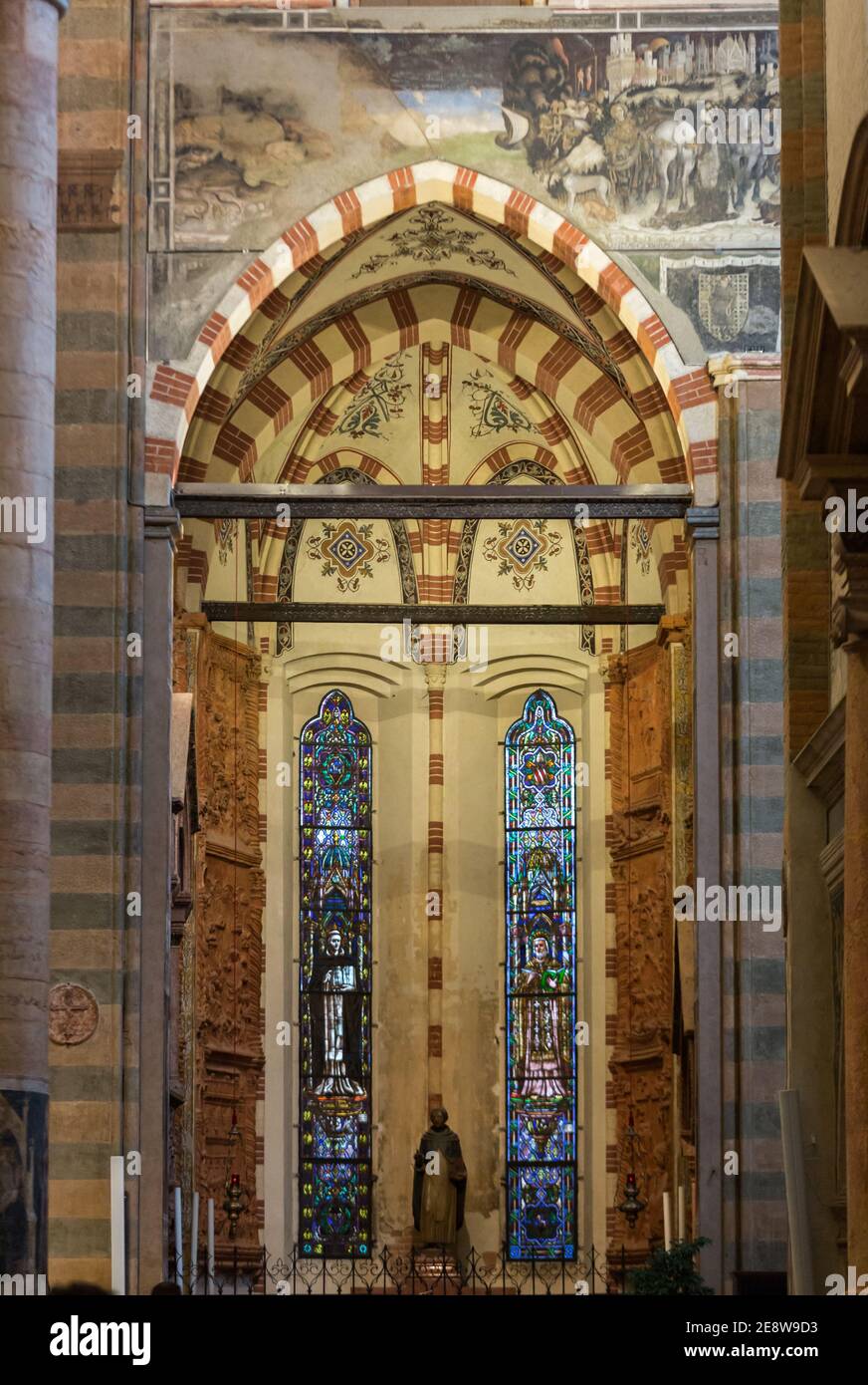 Interior of Sant'Anastasia Church in Verona, Italy. Sant'Anastasia is a ...