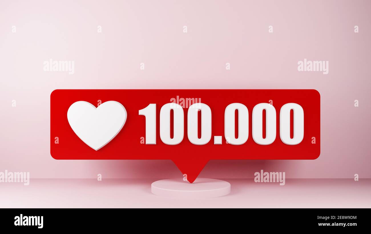 icon with one hundred thousand likes with copy space. 3d rendering ...