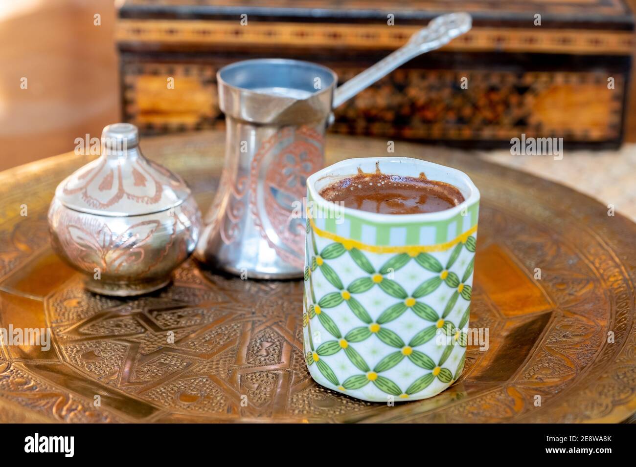 Arabian coffee on a traditional tray Stock Photo - Alamy