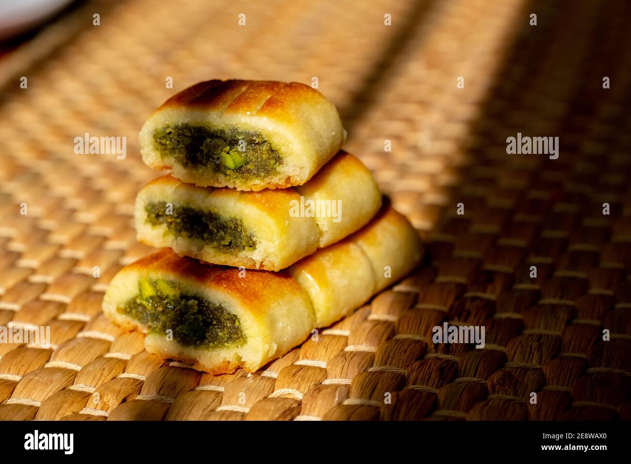 Arabic sweets, maamoul and coffee on traditional background Stock Photo ...