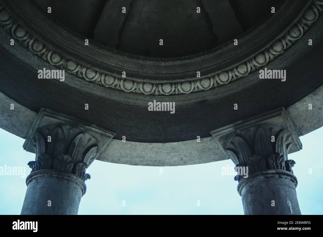 canopy roof with the columns. fragment of a luxurious and gloomy ...