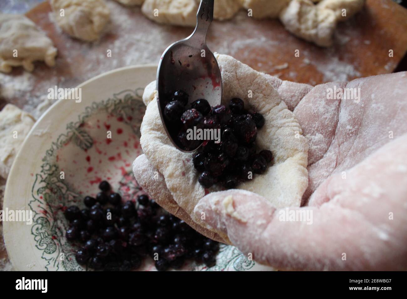 homemade dumplings are ugly with blueberry berries cooking at home food ...