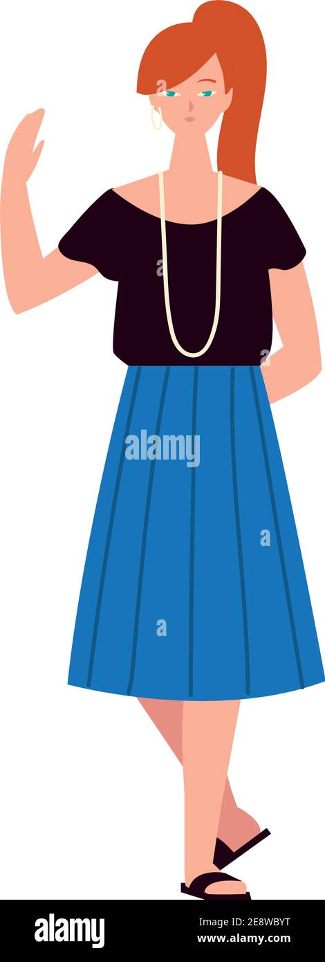 woman in fashion outfit, modern female character vector illustration ...