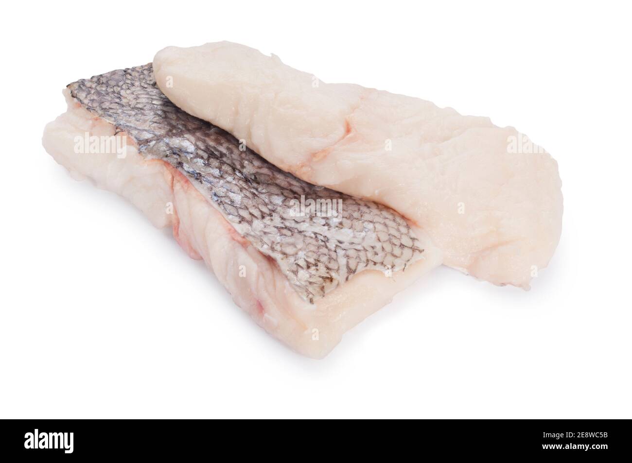 Studio shot of fillet of hake cut out against a white background - John ...