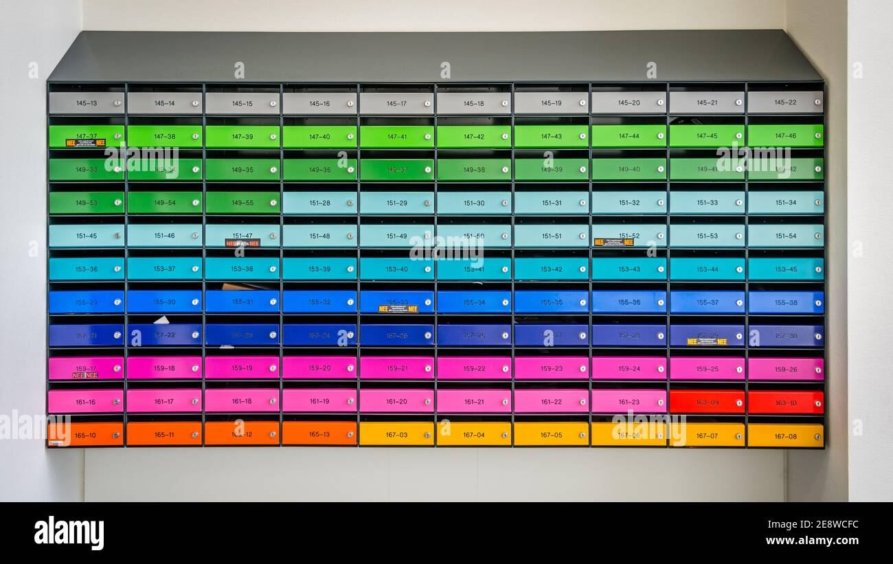 Letterbox with a lot of color, modern design Stock Photo - Alamy