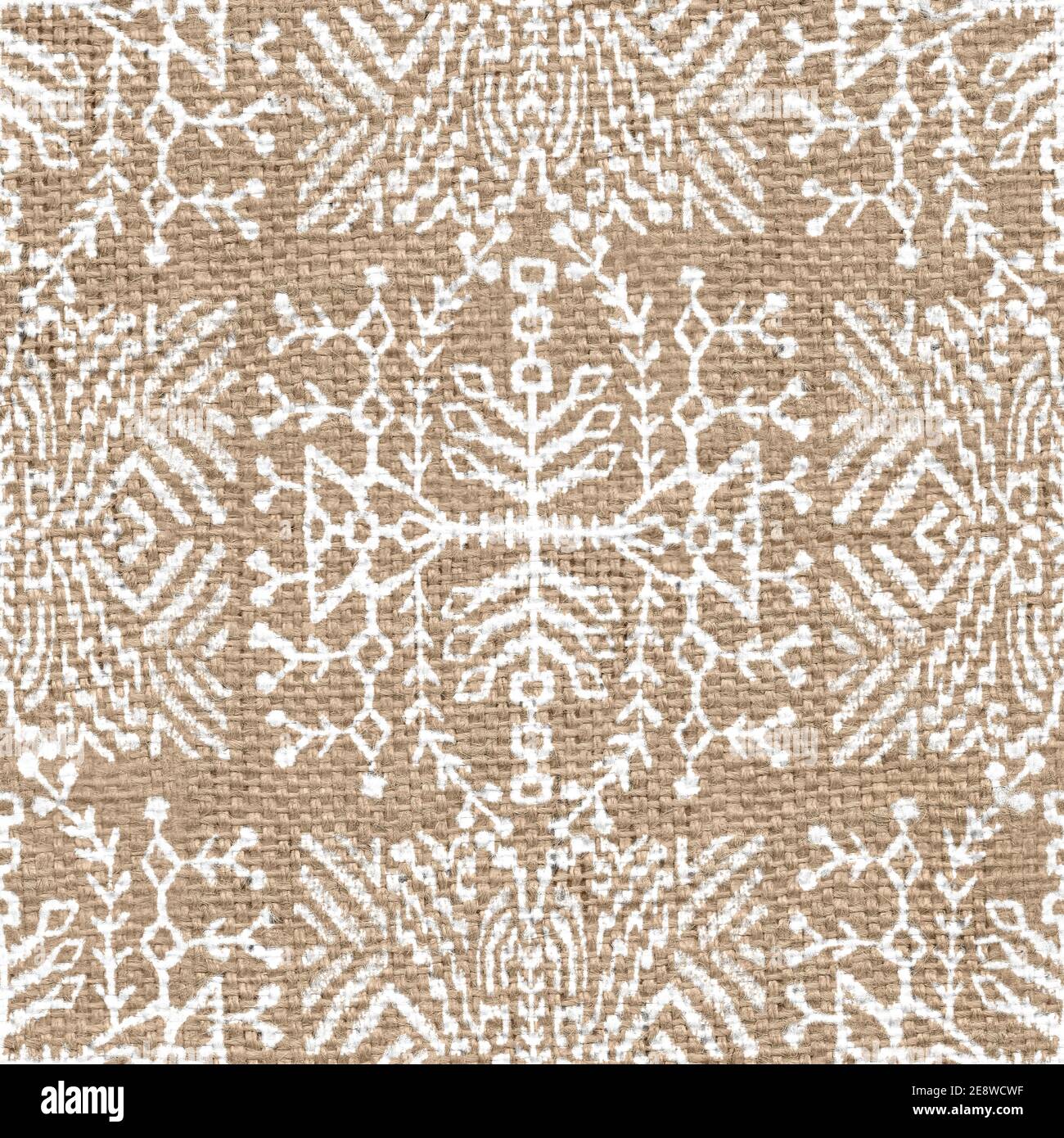 Seamless burlap with white paint pattern overlay Stock Photo - Alamy