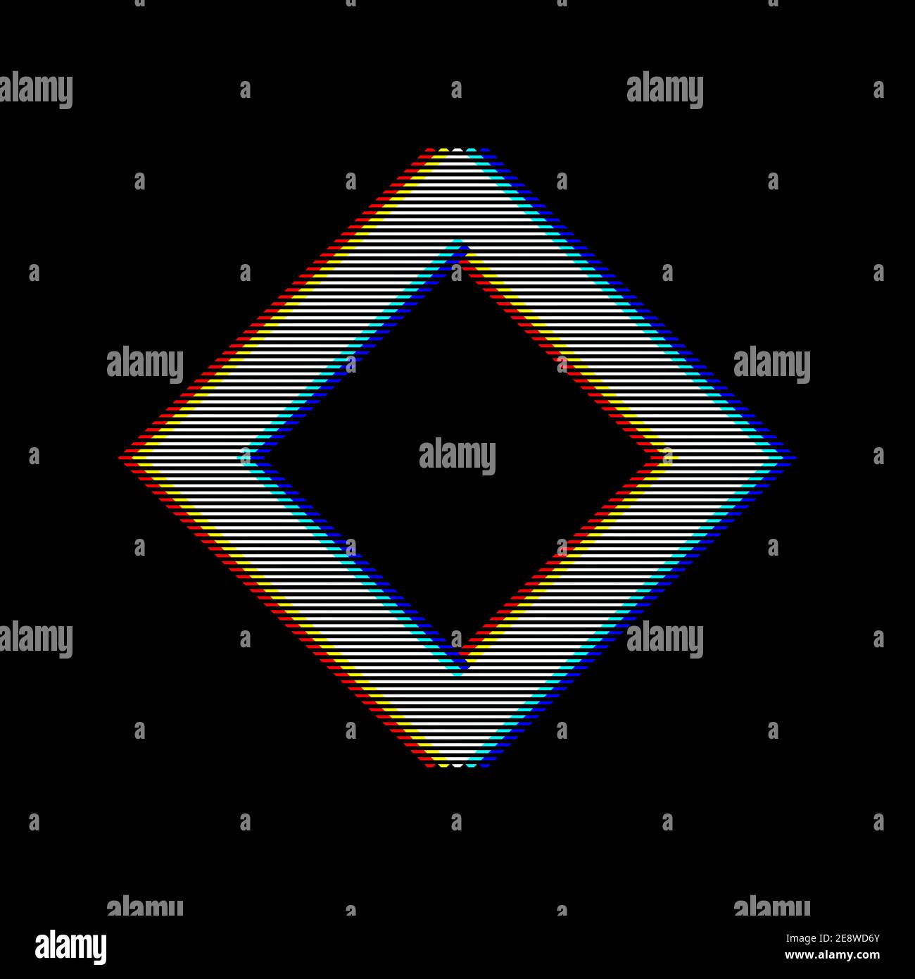 VHS glitch rhombus in retro style. Geometry shape with distortion ...