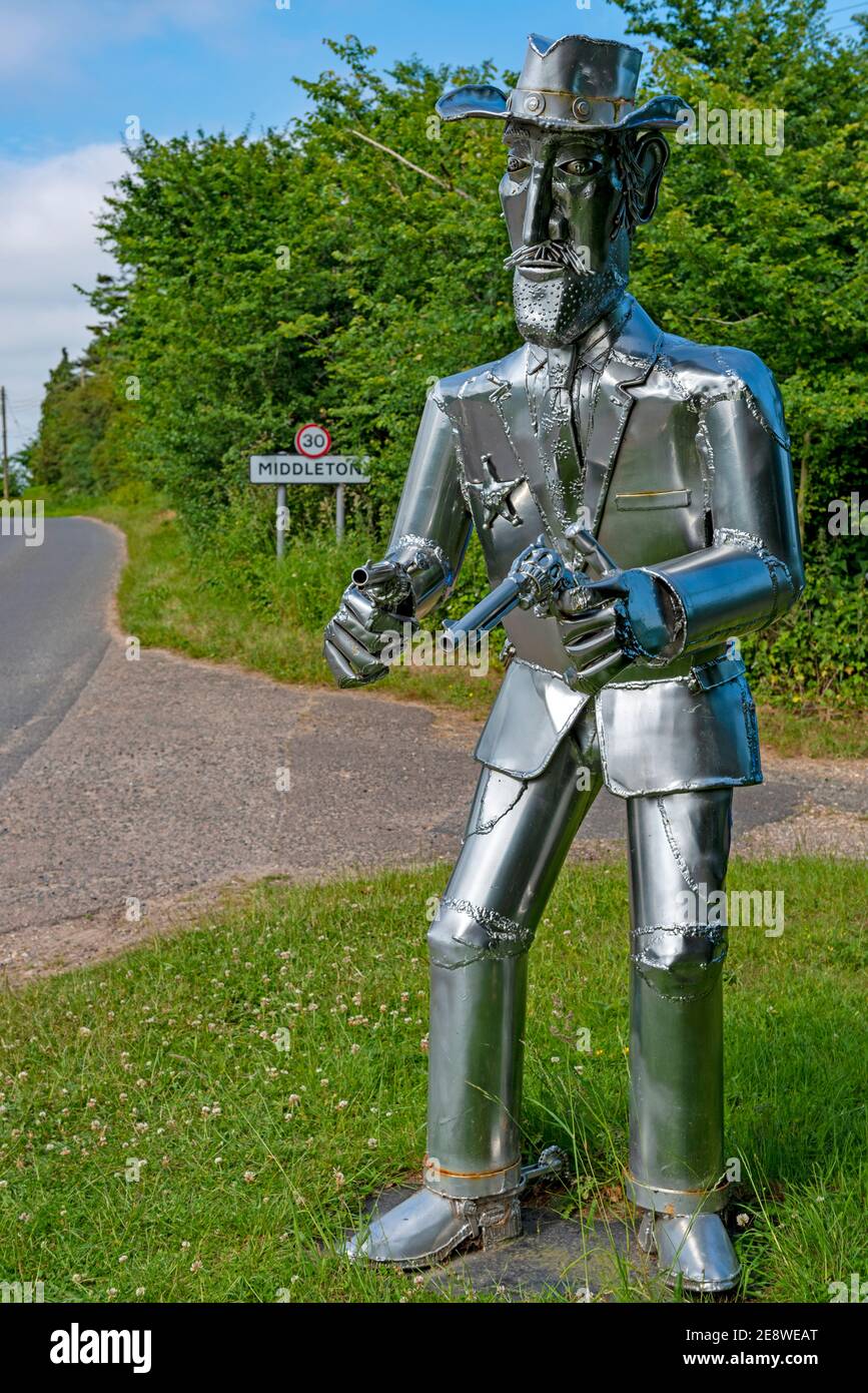 Steel cowboy Middleton Suffolk UK Stock Photo - Alamy