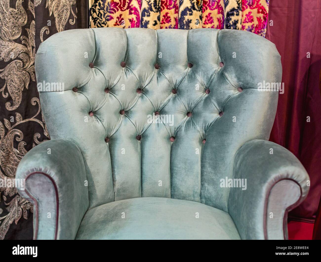 Plush Back Rest at Classic Style Armchair Stock Photo - Alamy