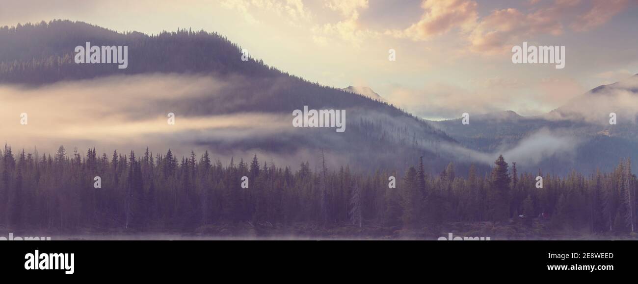 Misty beautiful mountains, Oregon, USA Stock Photo - Alamy