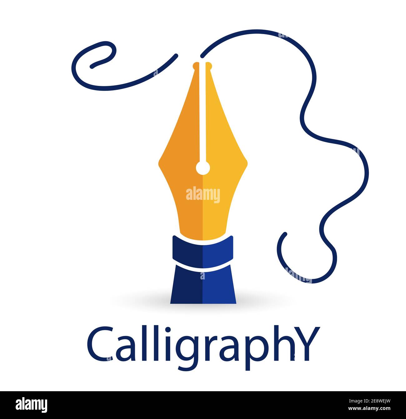 Calligraphy fountain pen. Gold fountain pen isolated on white ...