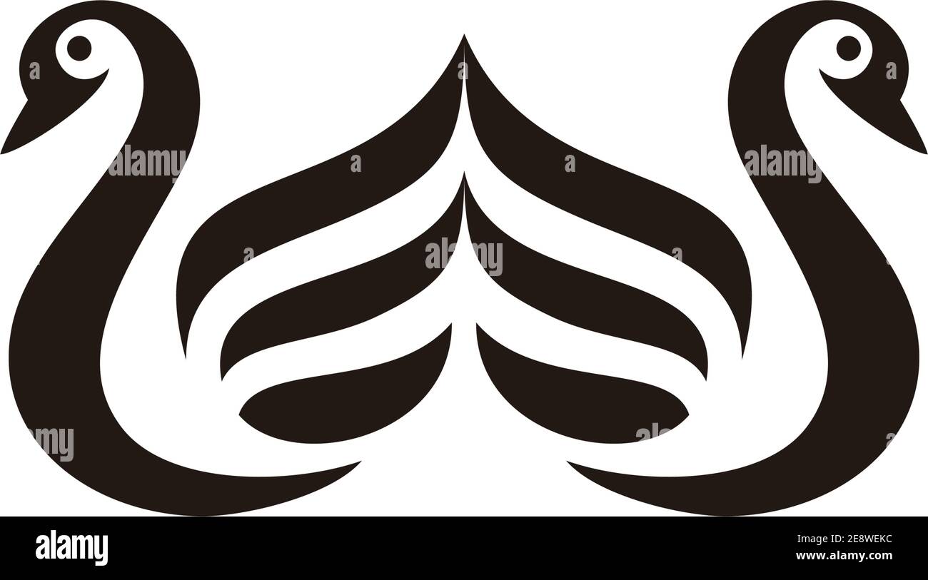 twin swan abstract icon logo concept graphic design Stock Vector Image ...
