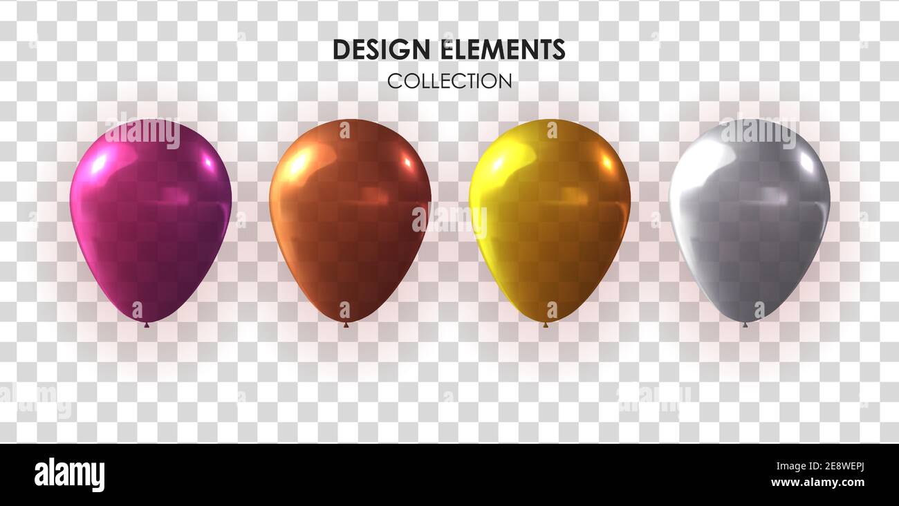 Realistic 3d balloon collection set on transparent background for party ...