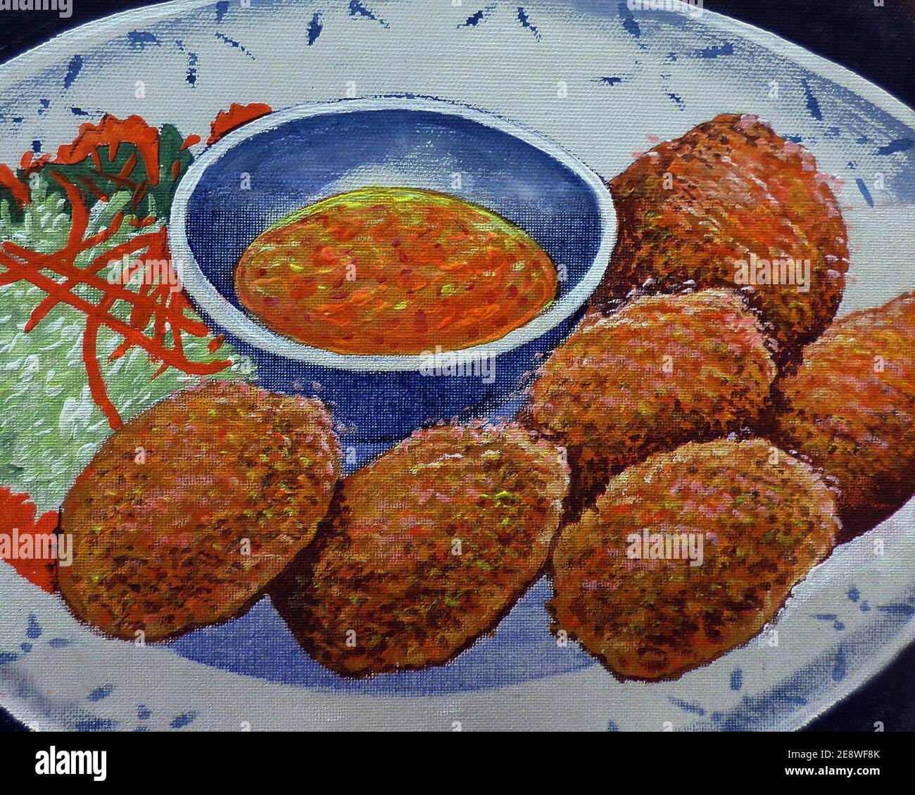 Food painting,Realistic ,oil painting, there are many countries Stock ...