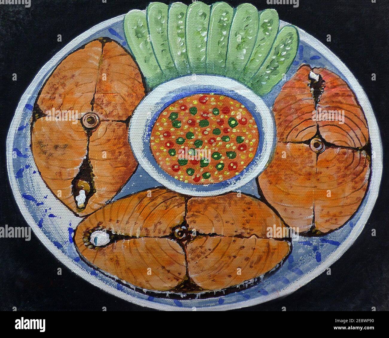 Food painting,Realistic ,oil painting, there are many countries Stock ...