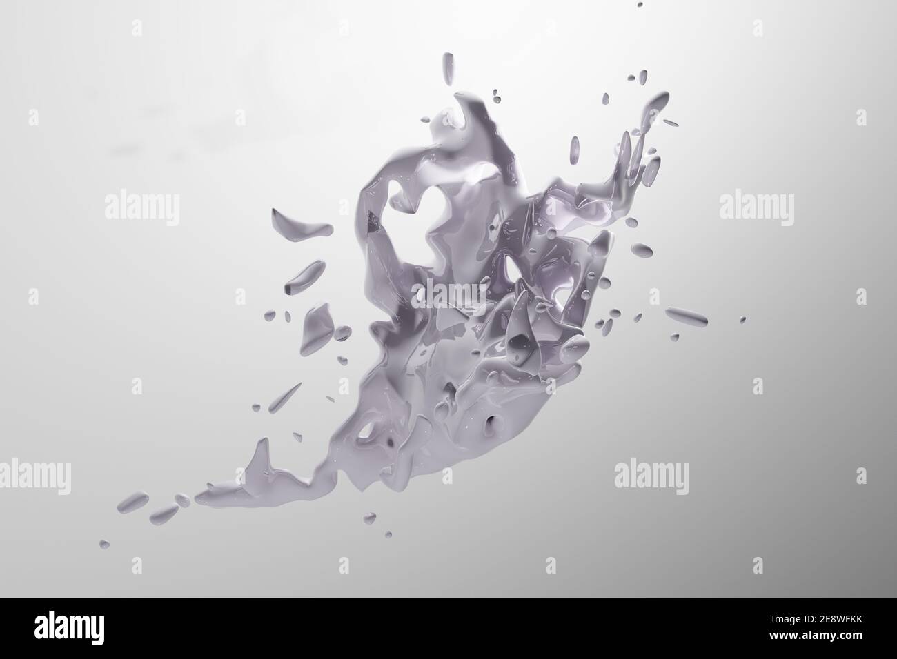 Abstract white liquid drops splashing on a white background ...