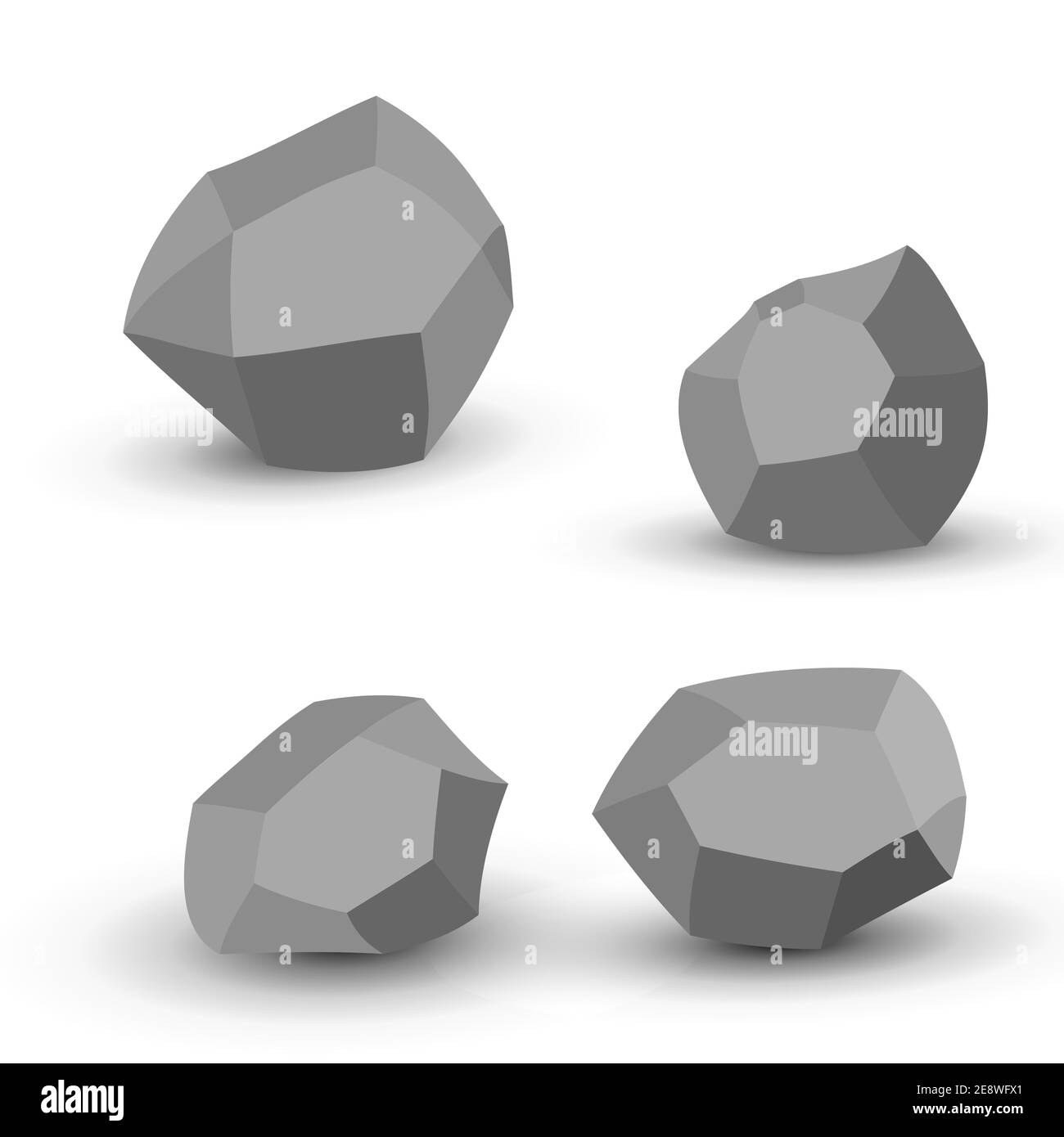 Cartoon stones. Rock stone isometric set. Granite grey boulders ...