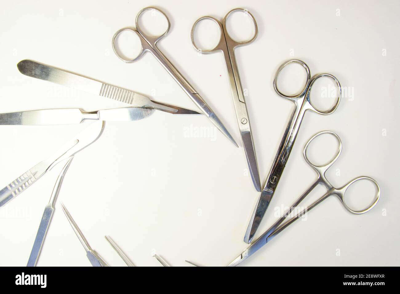 Top view of medical scissors on a white surface Stock Photo - Alamy
