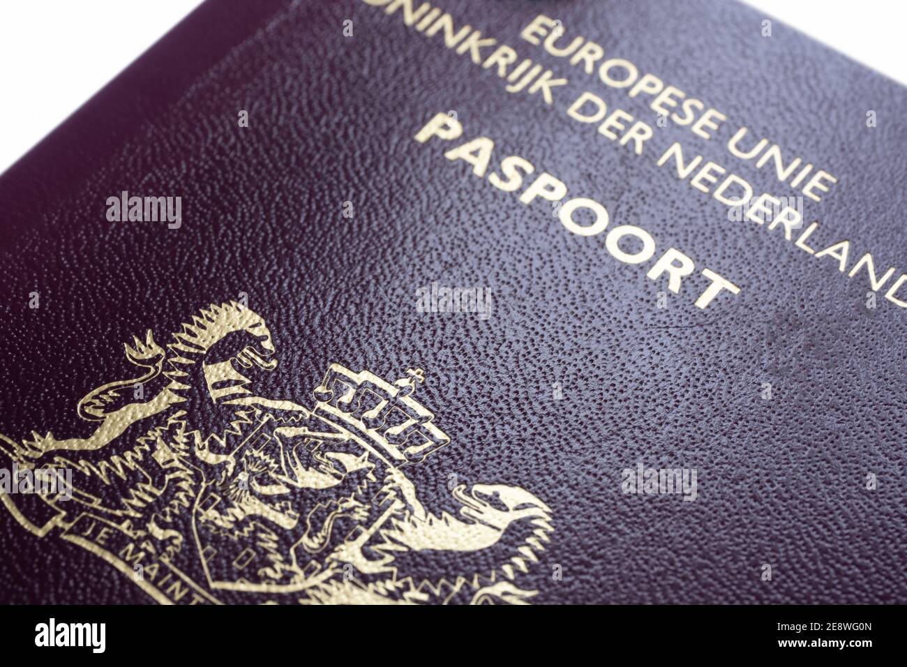 Dutch Passport with Coat of arms of the Netherlands, closeup, isolated ...