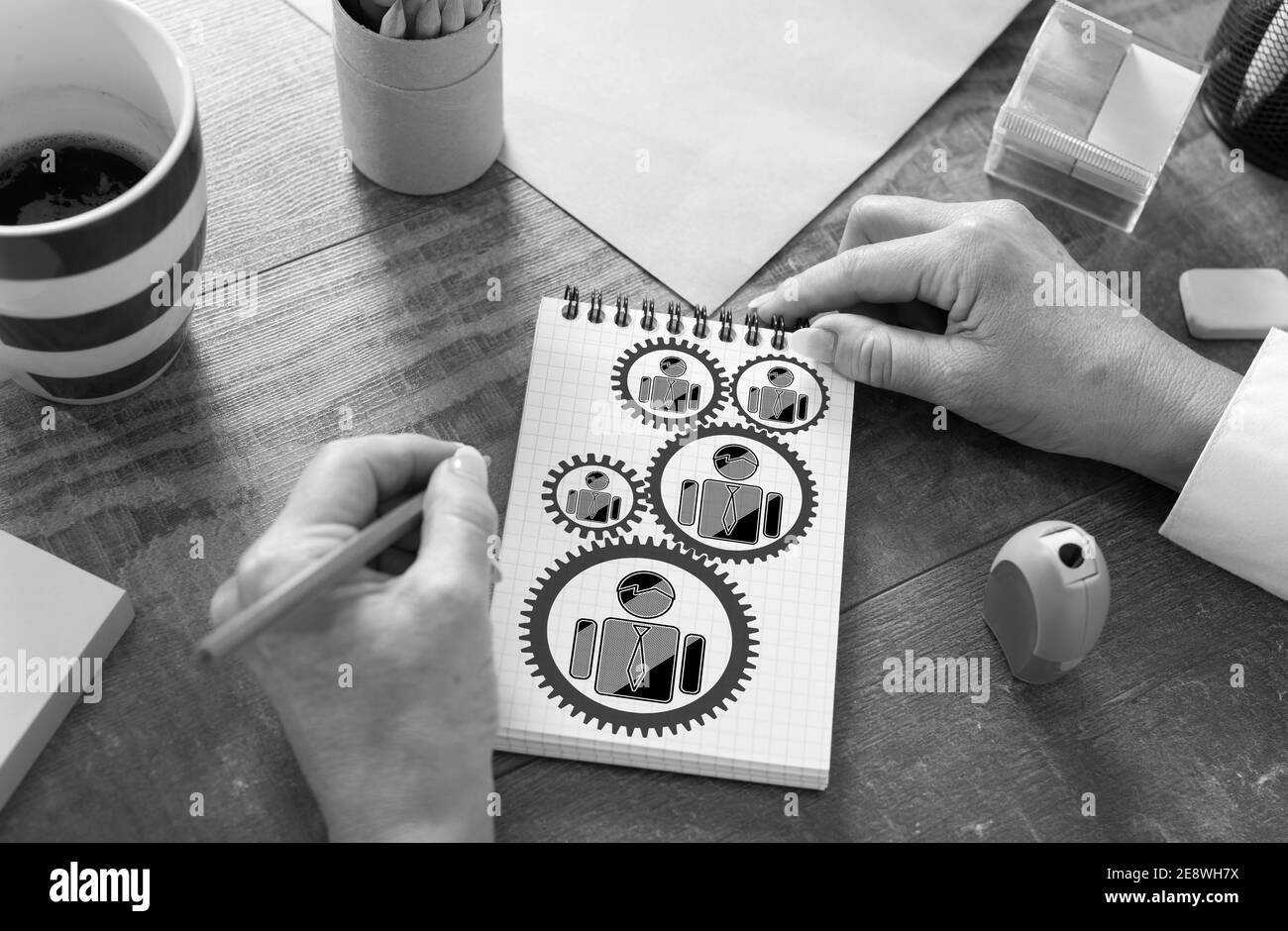 Innovation concept team brainstorming Black and White Stock Photos ...