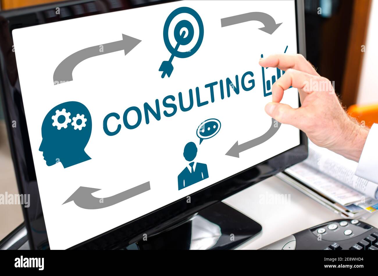 Consulting concept shown on a computer screen Stock Photo - Alamy