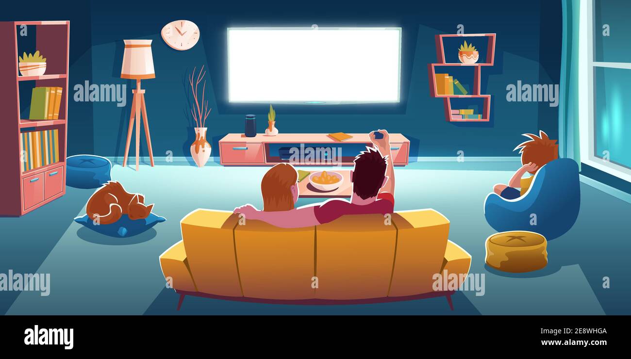Woman Sofa Tv Back View Stock Vector Images - Alamy