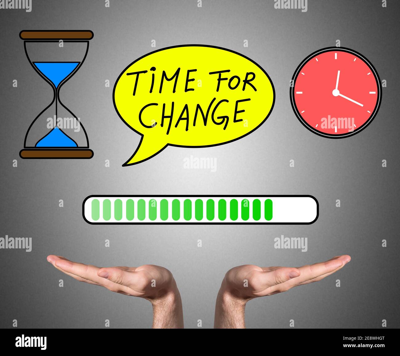 Open hands sustaining time for change concept Stock Photo - Alamy